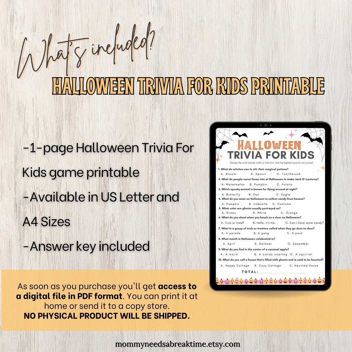 Halloween Trivia Game for Kids Teen Halloween Games, Halloween Trivia ...