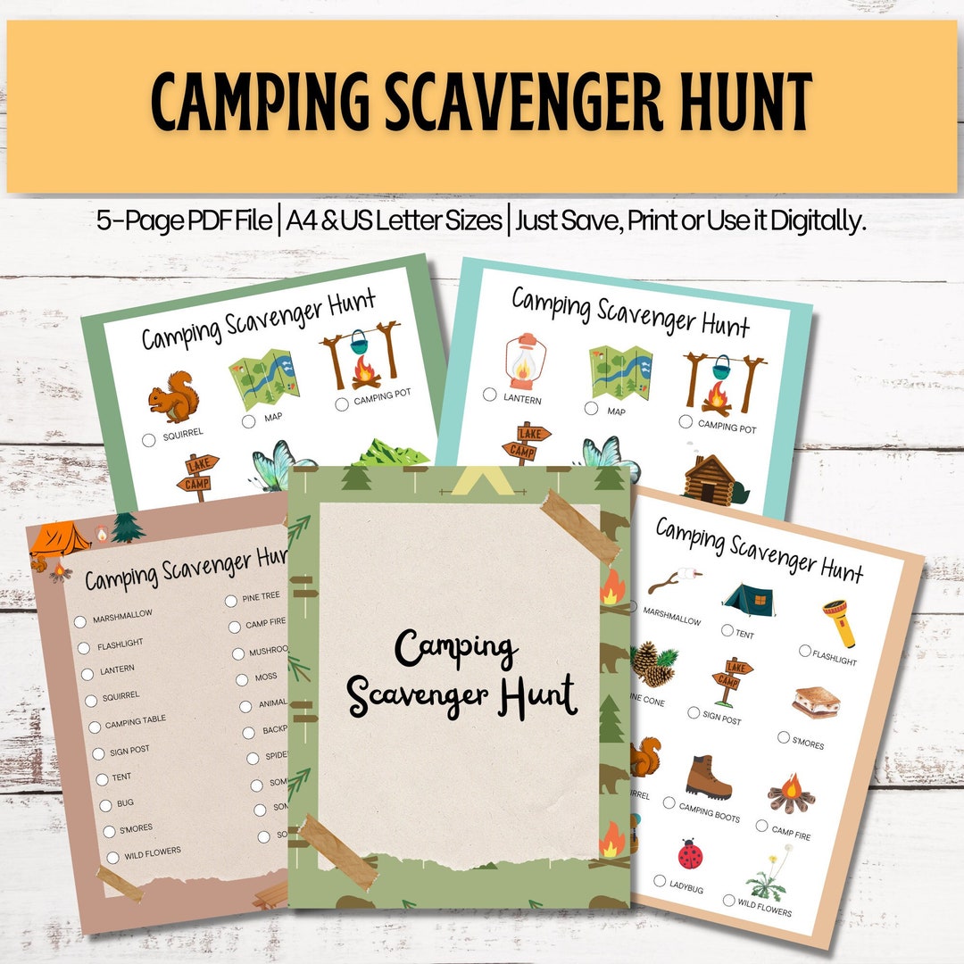 Camping Scavenger Hunt, Camping Activities, Preschool Camping Nature ...