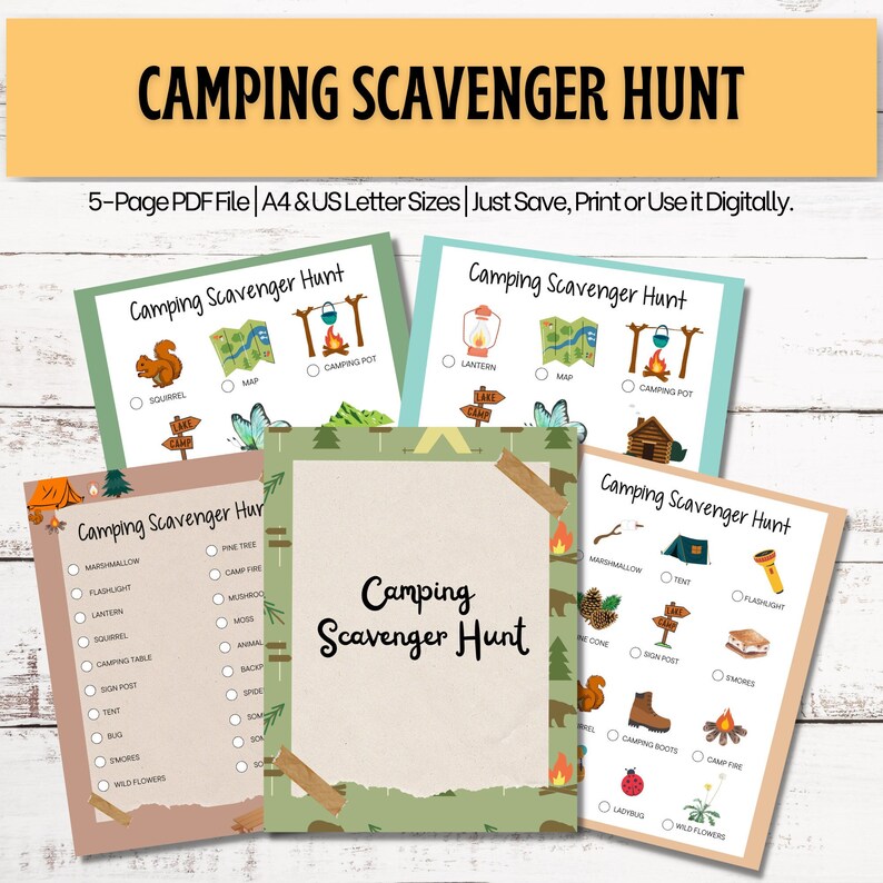 Camping Scavenger Hunt, Camping Activities, Preschool Camping Nature ...