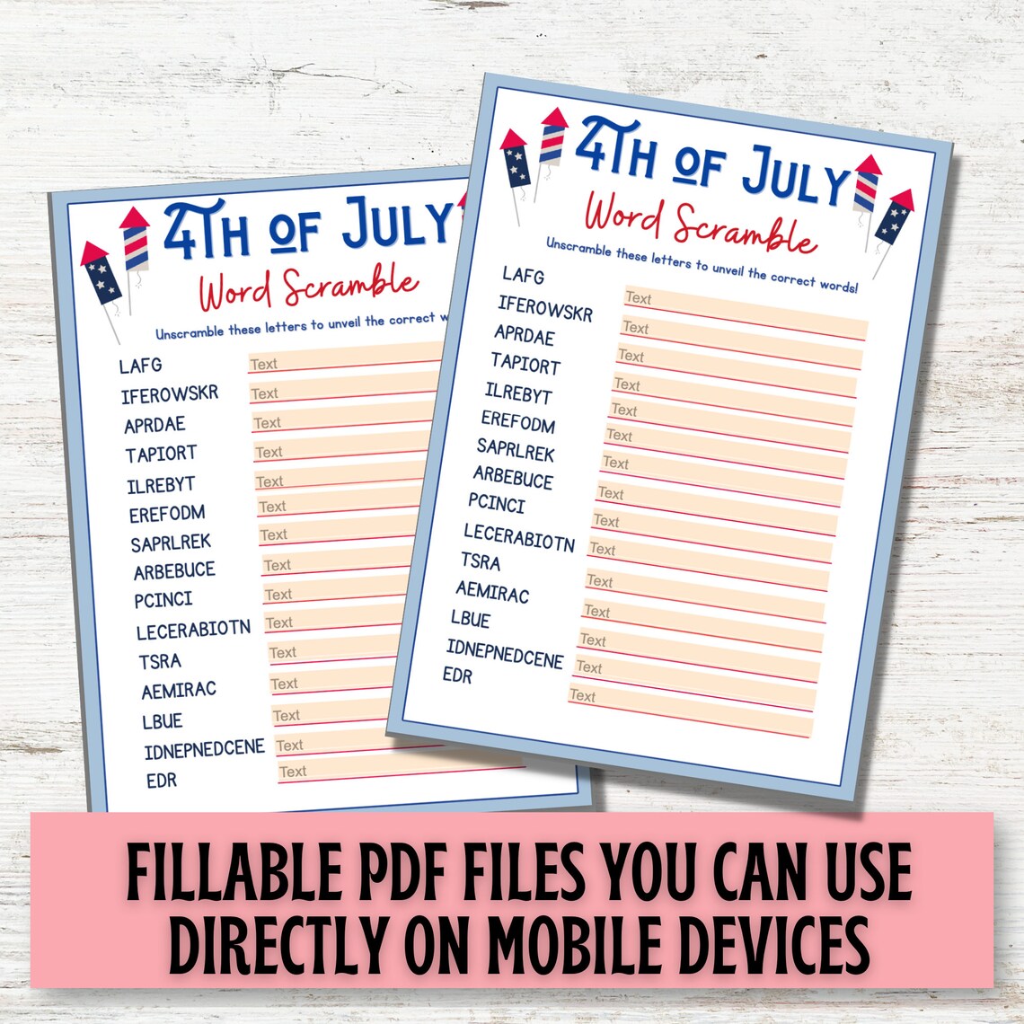 4th of July Word Scramble Game, 4th of July Games Sleepover Games ...