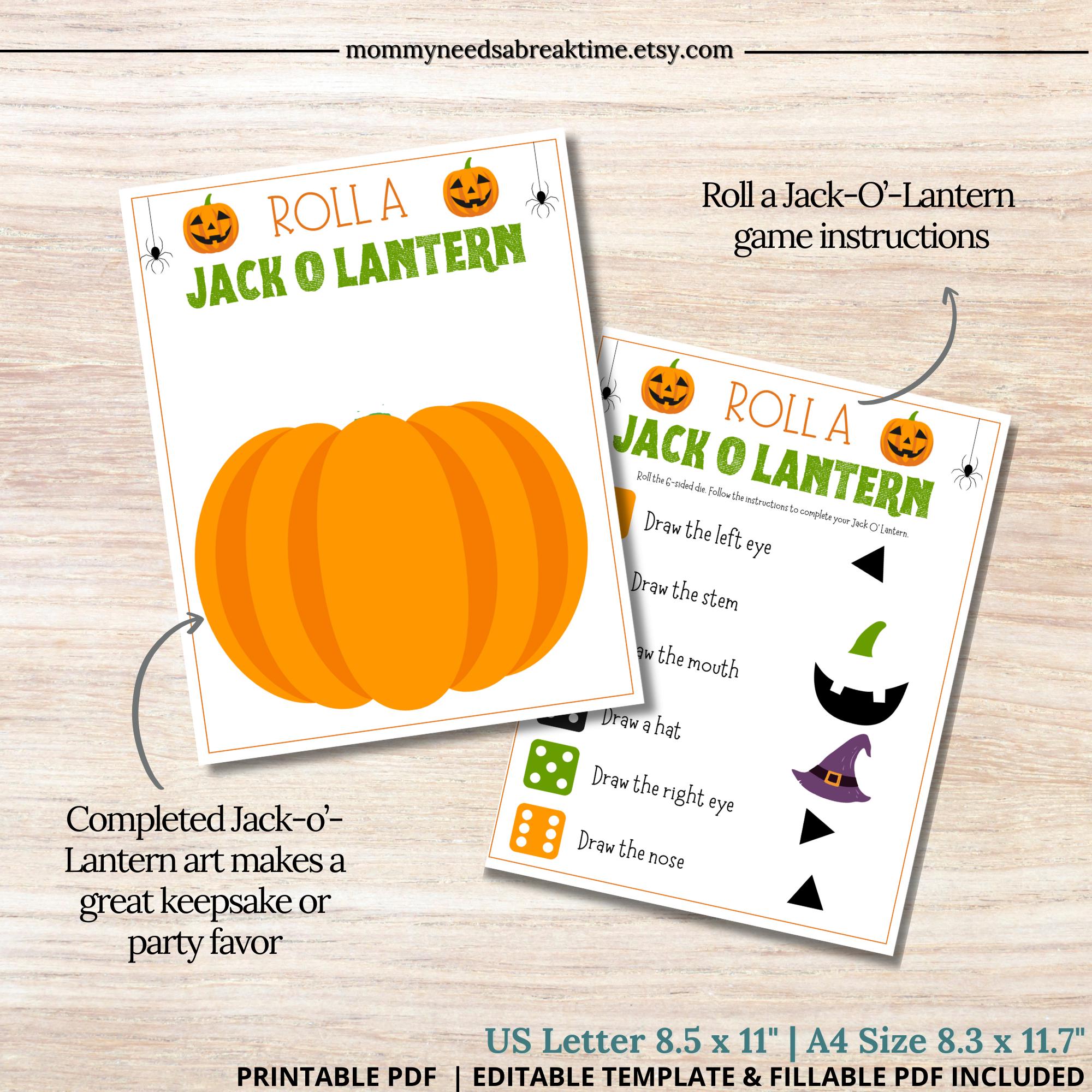 Roll A Pumpkin Halloween Dice Game, Halloween Classroom Favor Halloween ...
