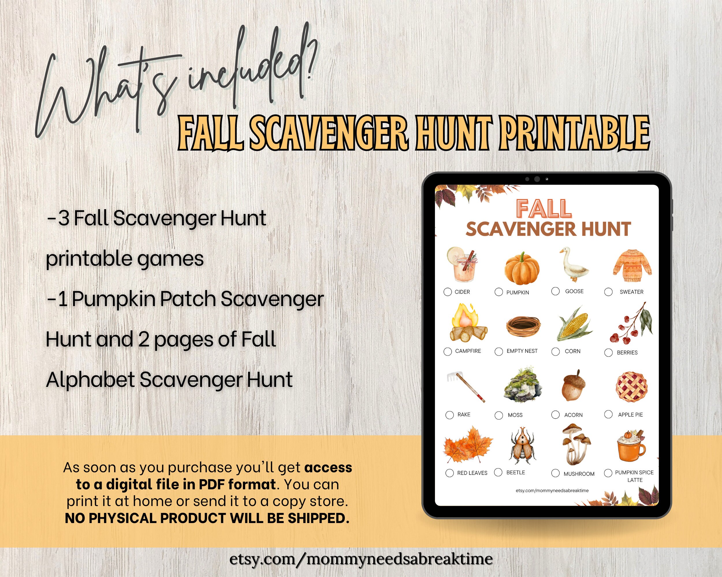 Fall Scavenger Hunt Printable, Pumpkin Patch Scavenger Hunt ...