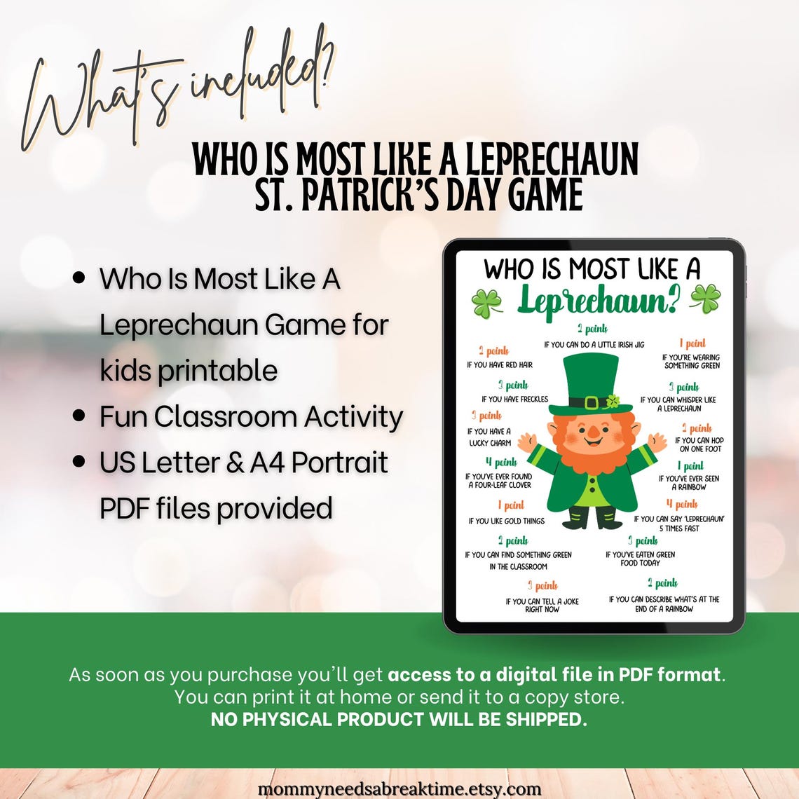 Who is Most Like A Leprechaun, St Patricks Activity St Pattys Party ...