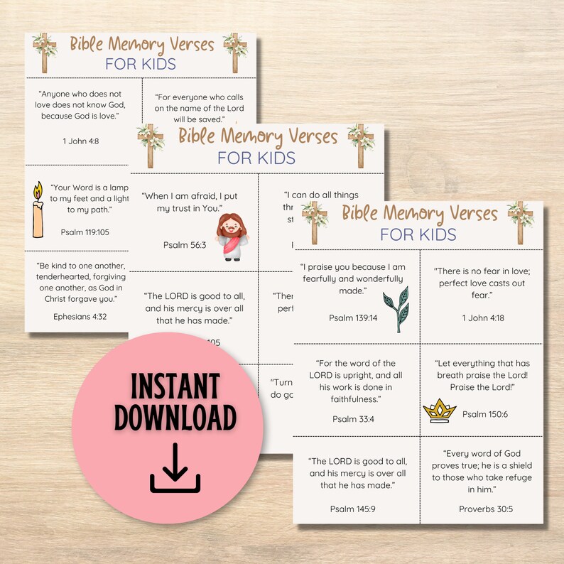 Bible Memory Verse Cards | Easter Scripture Cards Kids Bible Verses ...
