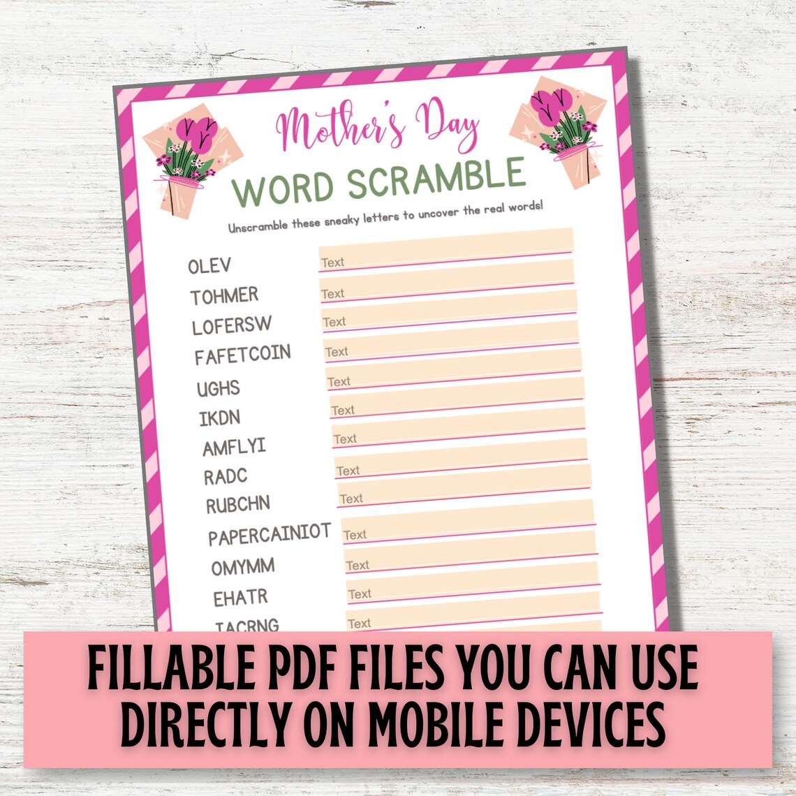 Mothers Day Word Scramble Mothers Day Puzzle, Mothers Day Activity ...