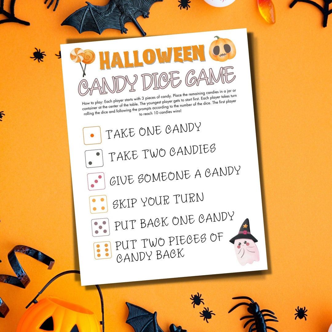 Halloween Candy Dice Game Printable, Preschool Halloween Dice Games ...