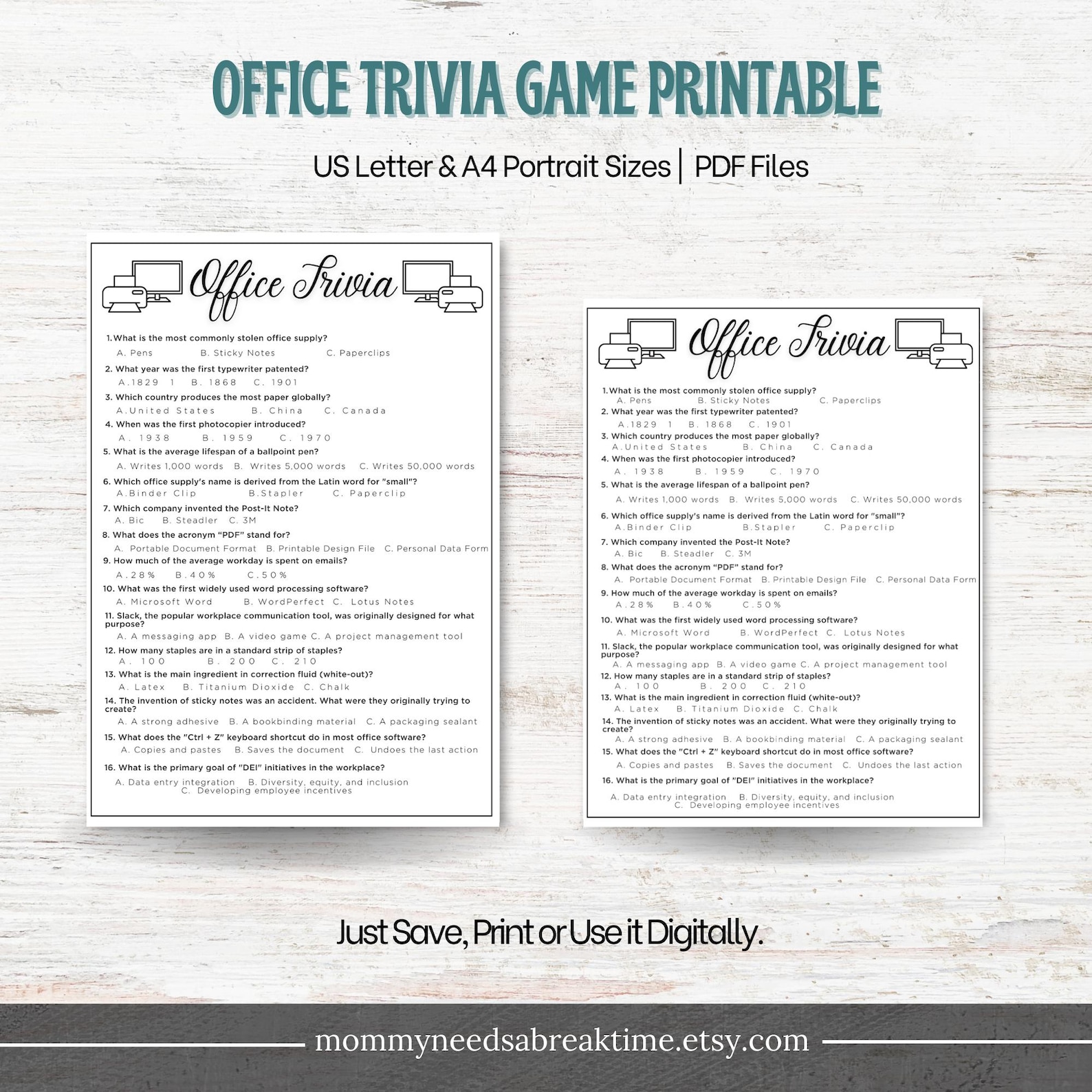 Office Trivia Team Building Games, Office Party Games Workplace Games ...