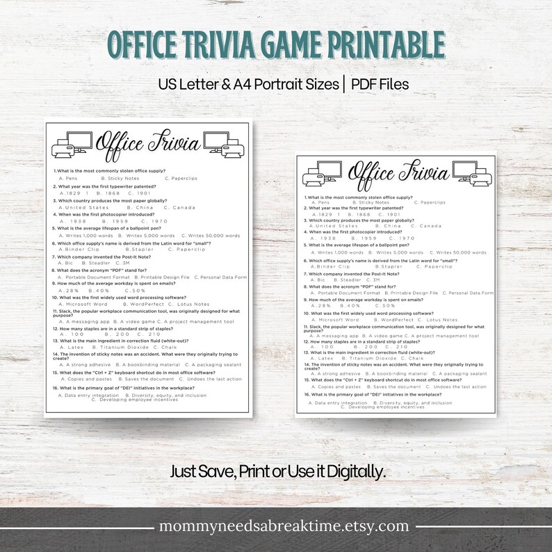 Office Trivia Team Building Games, Office Party Games Workplace Games ...