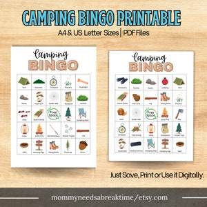 Camping Bingo Printables, Camping Party Game, Camping Party Favors ...