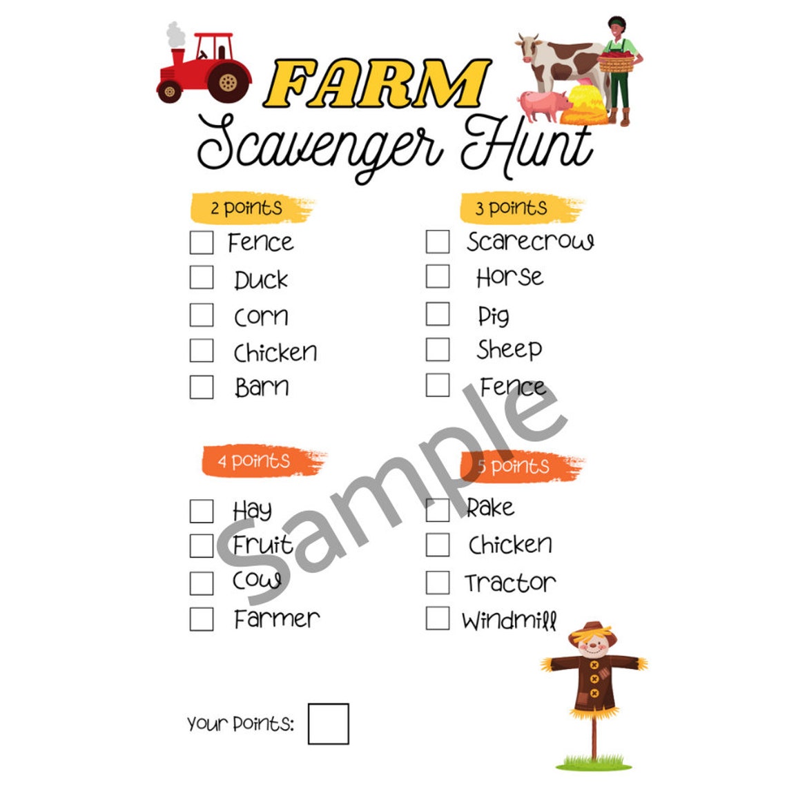 Farm Scavenger Hunt Printable - Printable Word Searches