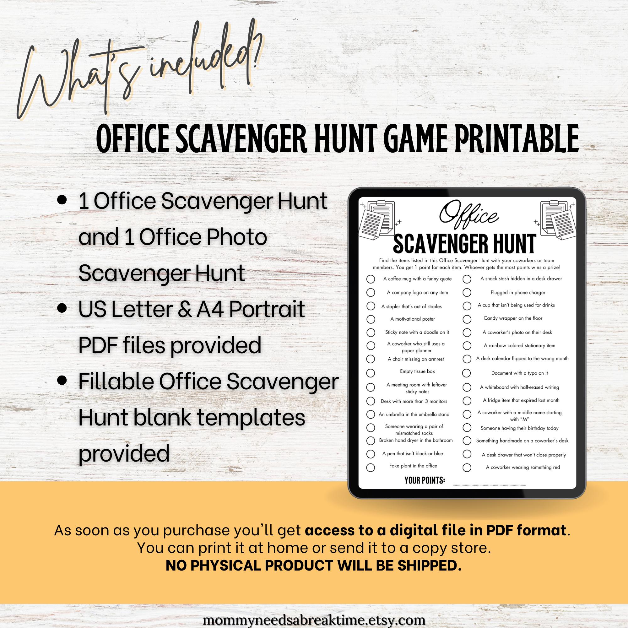 Office Scavenger Hunt Team Building Games, Work Scavenger Hunt Coworker ...