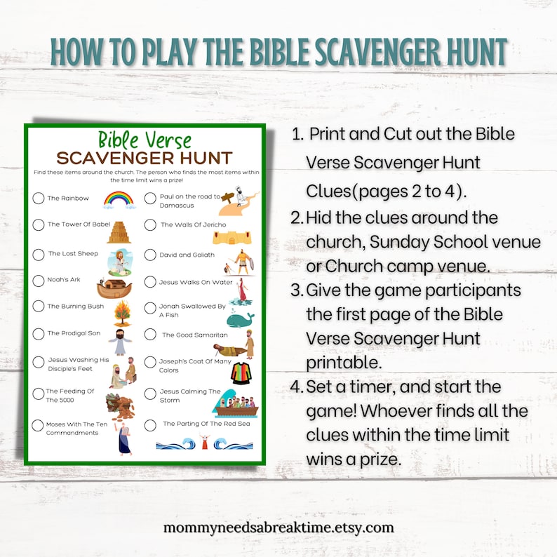 Bible Scavenger Hunt Church Treasure Hunt | Printable Bible Game Bible ...
