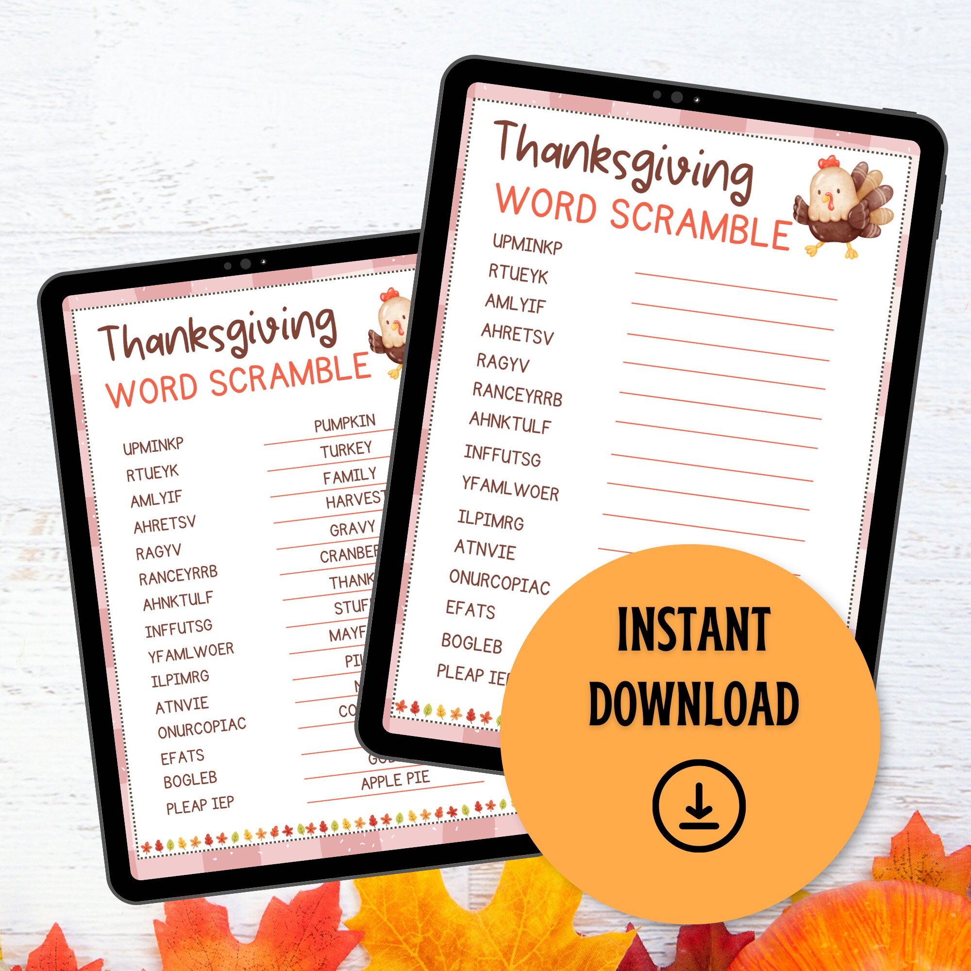 Fillable Thanksgiving Word Scramble | Kids Word Scramble Class ...