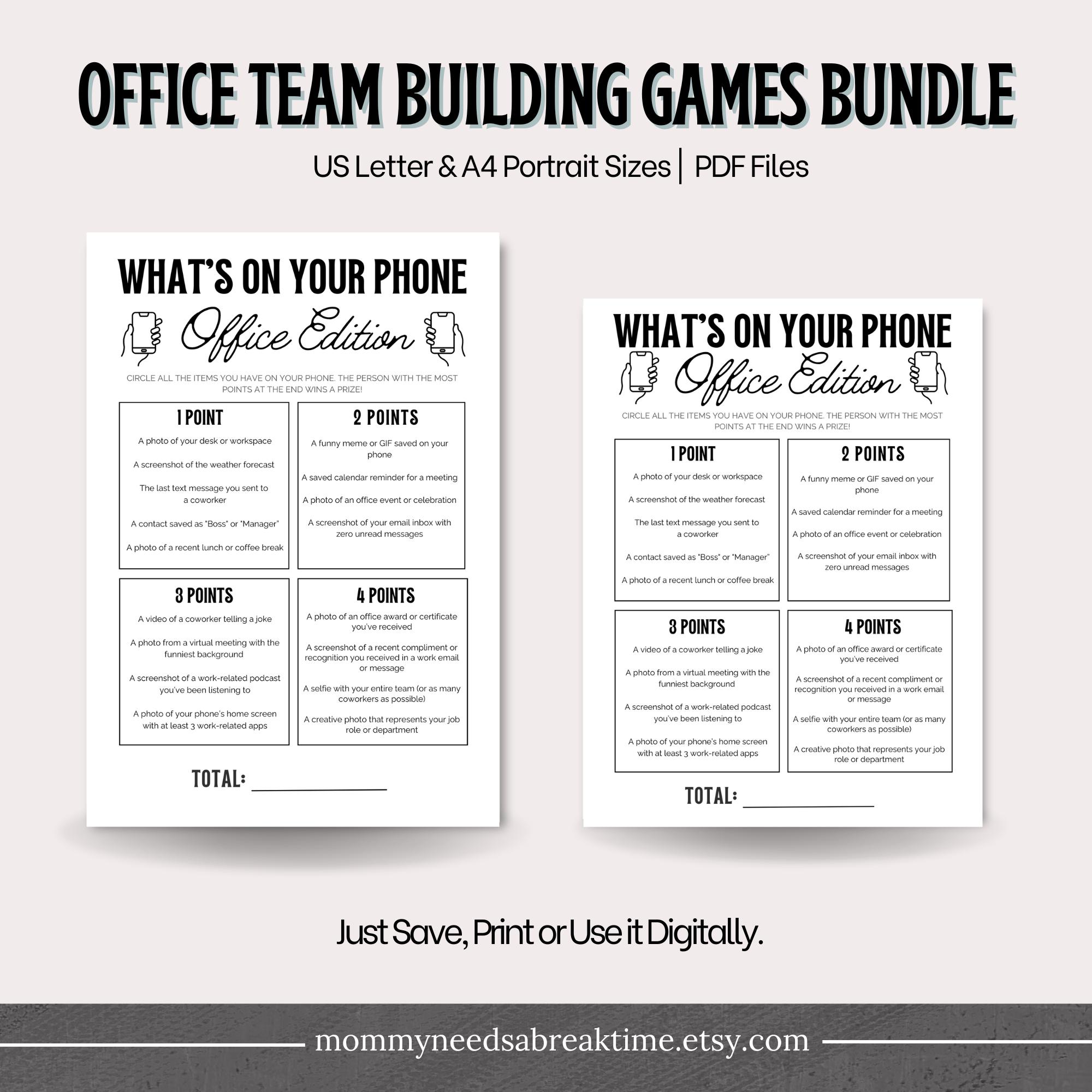 Team Building Games for Work Bundle, Retirement Games Coworker Bingo ...