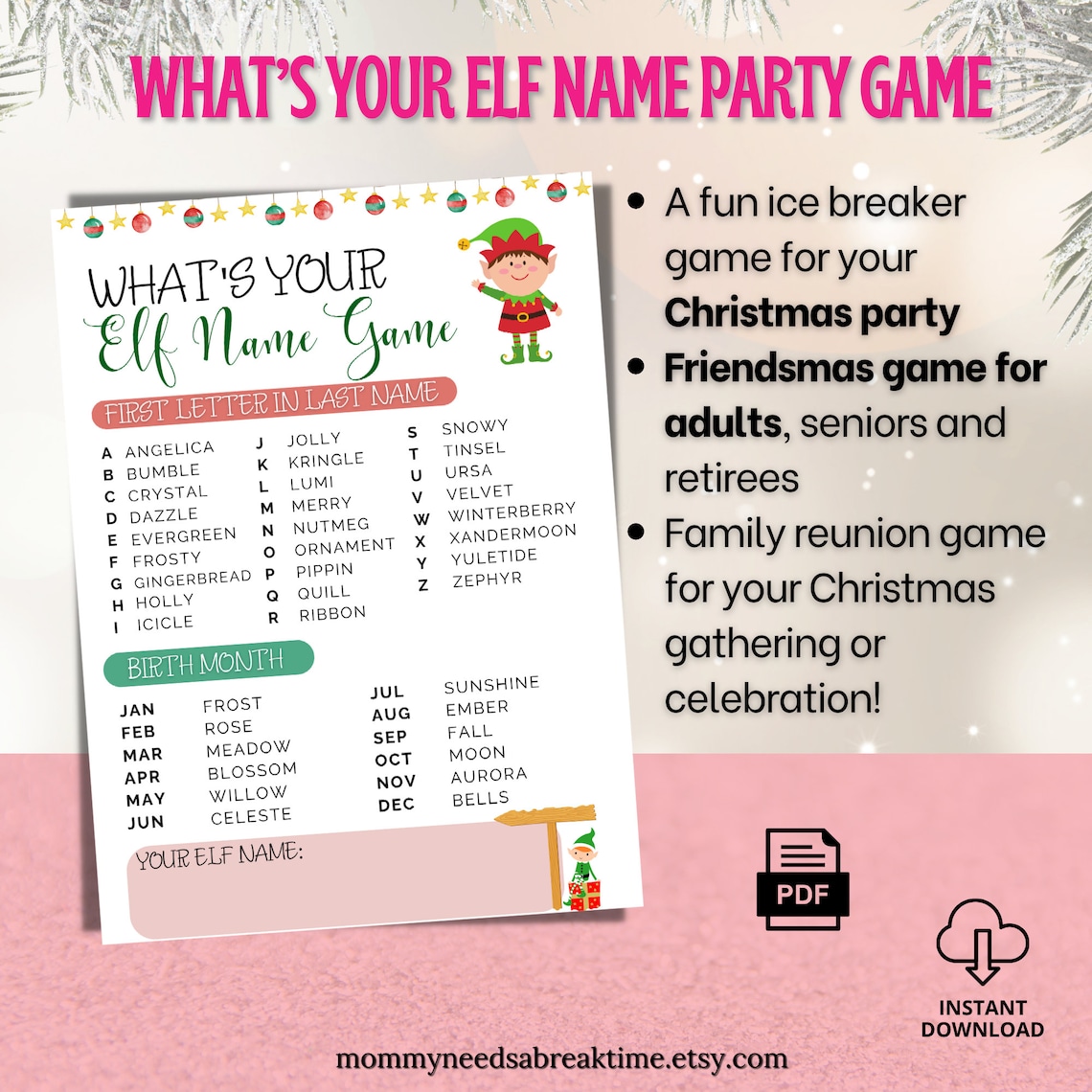 Whats Your Elf Name Game, Friendsmas Games, Elf Name Generator, Teen ...