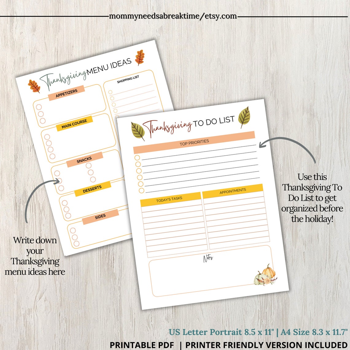 Friendsgiving Party Thanksgiving Planner Printable | Friendsgiving Menu ...