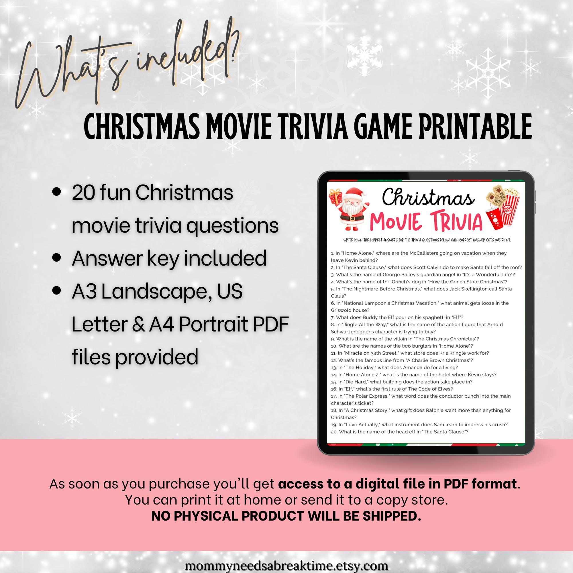Christmas Movie Trivia Friendsmas Game, Holiday Trivia Game Movie Night ...