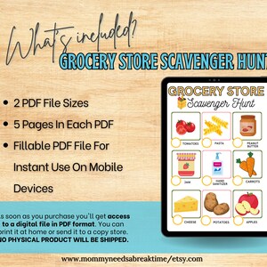 Grocery Store Scavenger Hunt Printable, Kids Scavenger Hunt Grocery ...