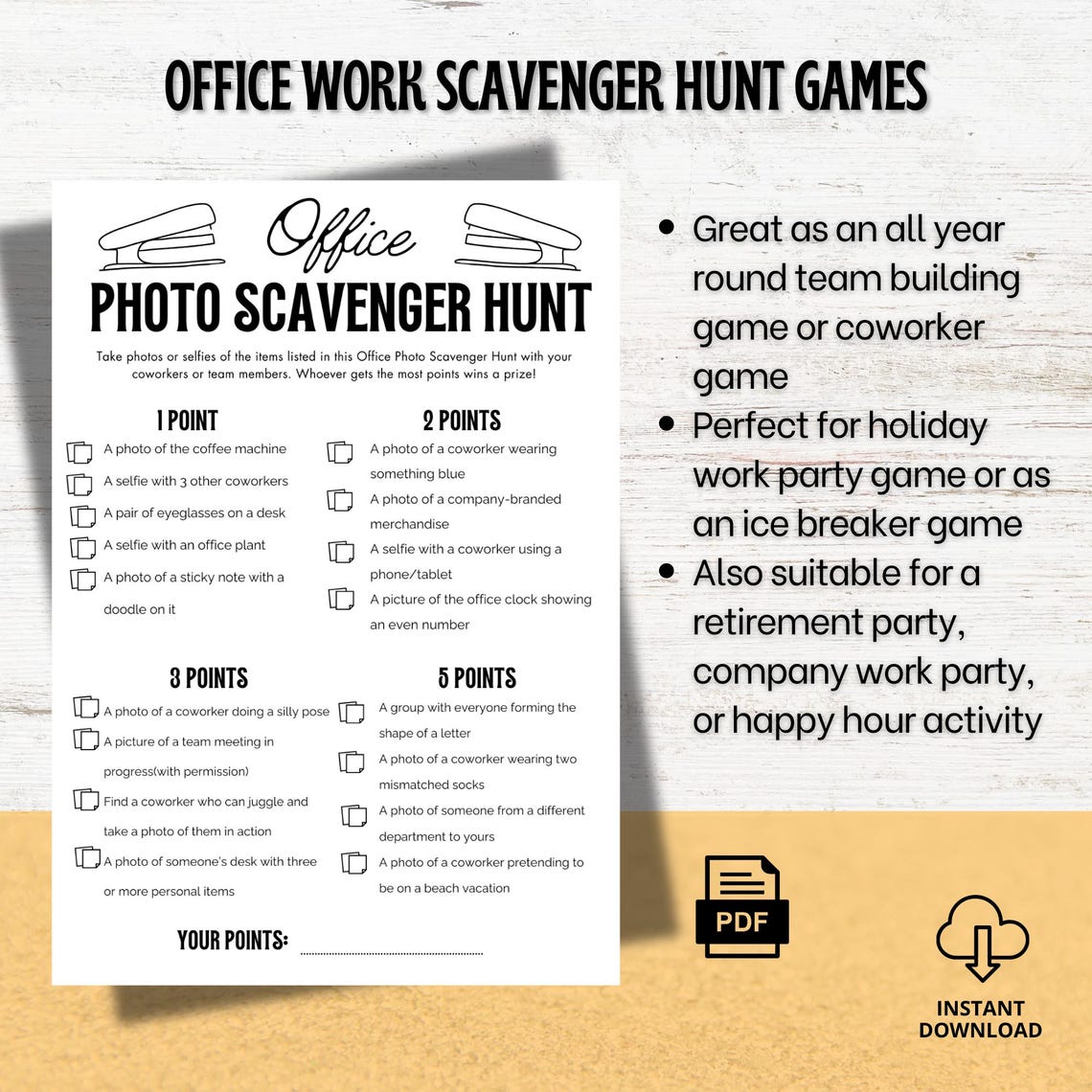 Office Scavenger Hunt Team Building Games, Work Scavenger Hunt Coworker ...