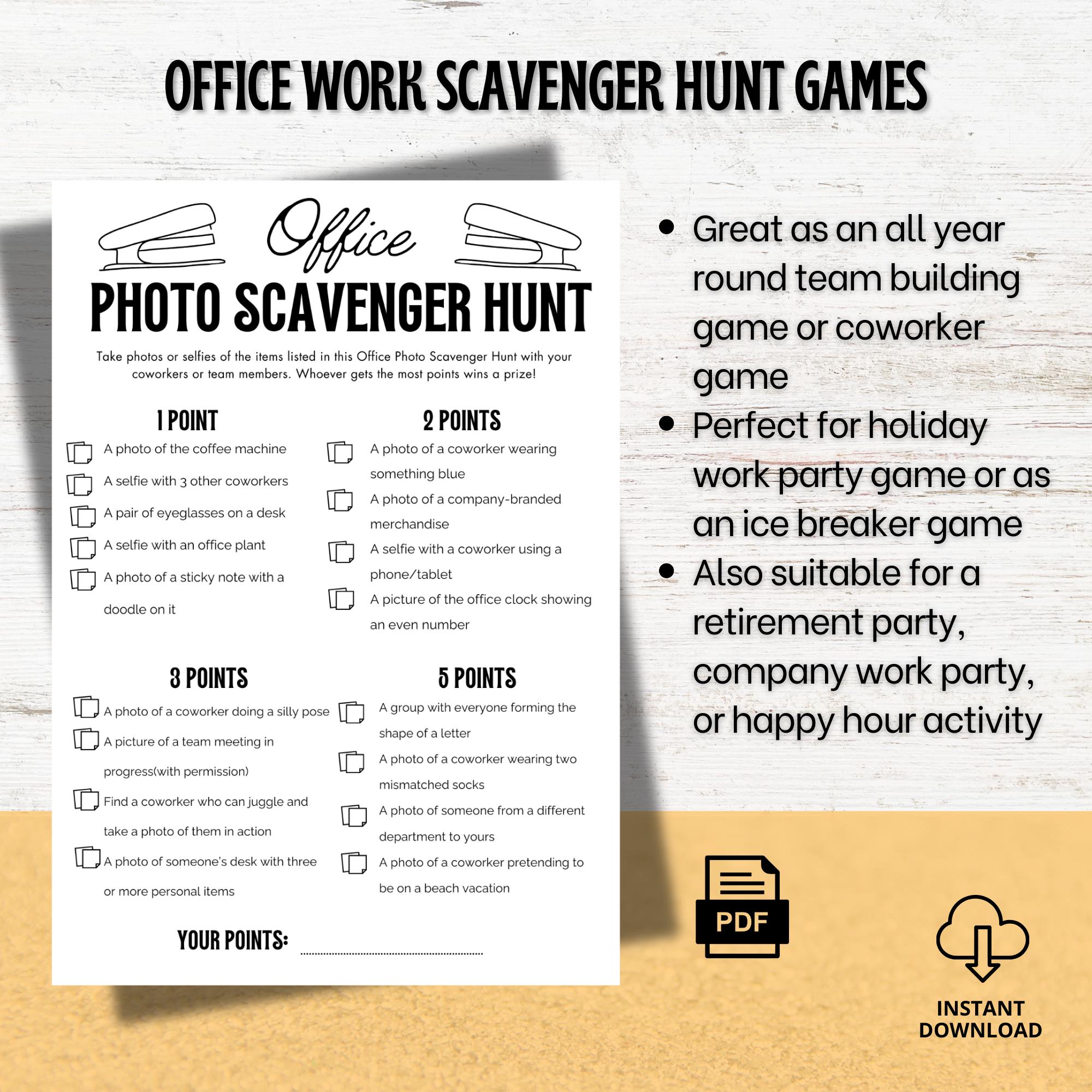 Office Scavenger Hunt Team Building Games, Work Scavenger Hunt Coworker ...
