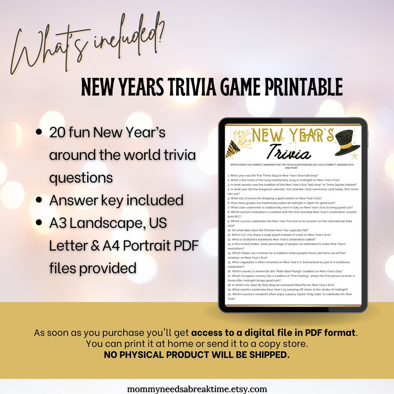 New Years Trivia New Years Games, Family Reunion Games New Years Eve ...