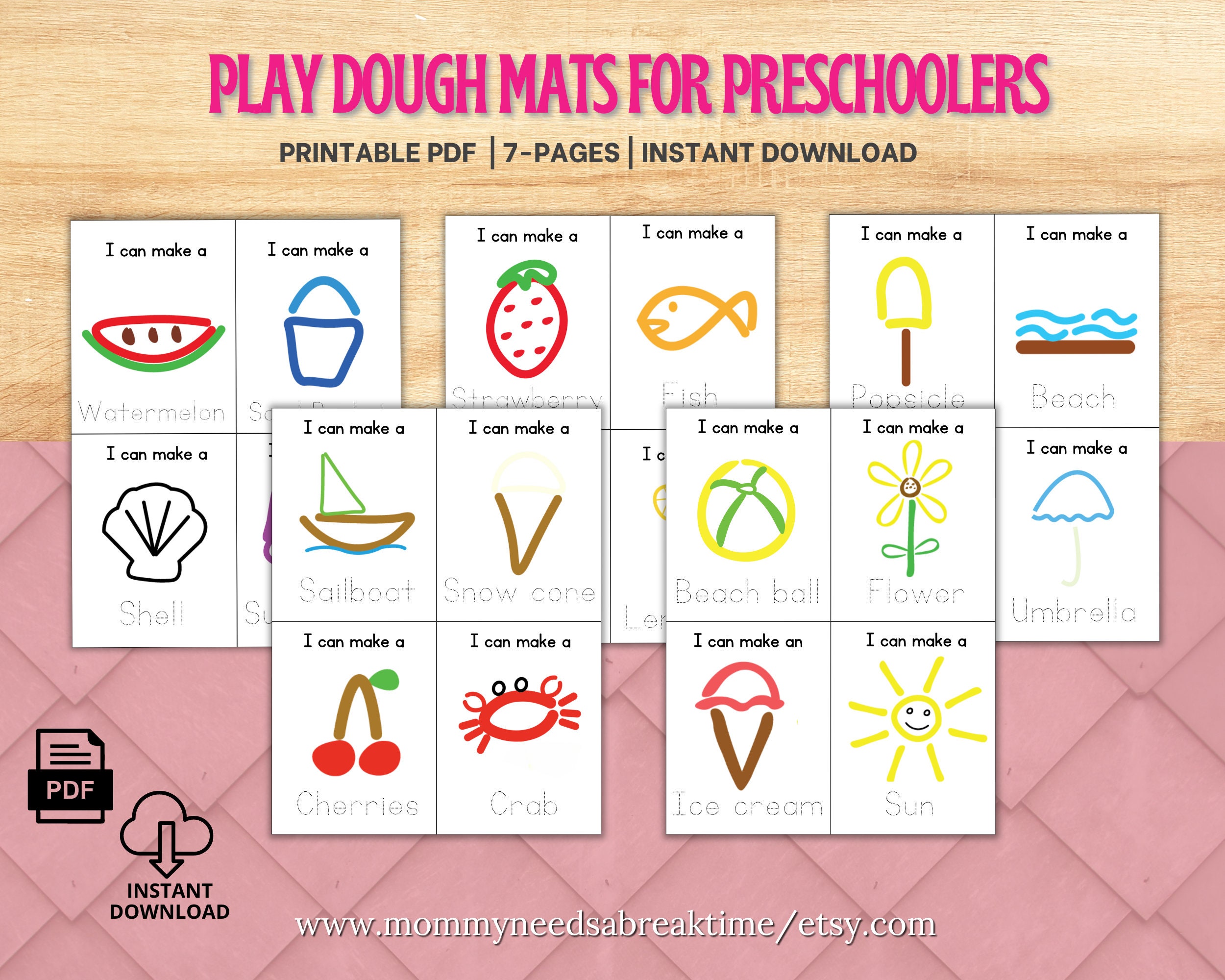 Summer Play Dough Mats Preschool Sensory | Playdough Activities Summer ...