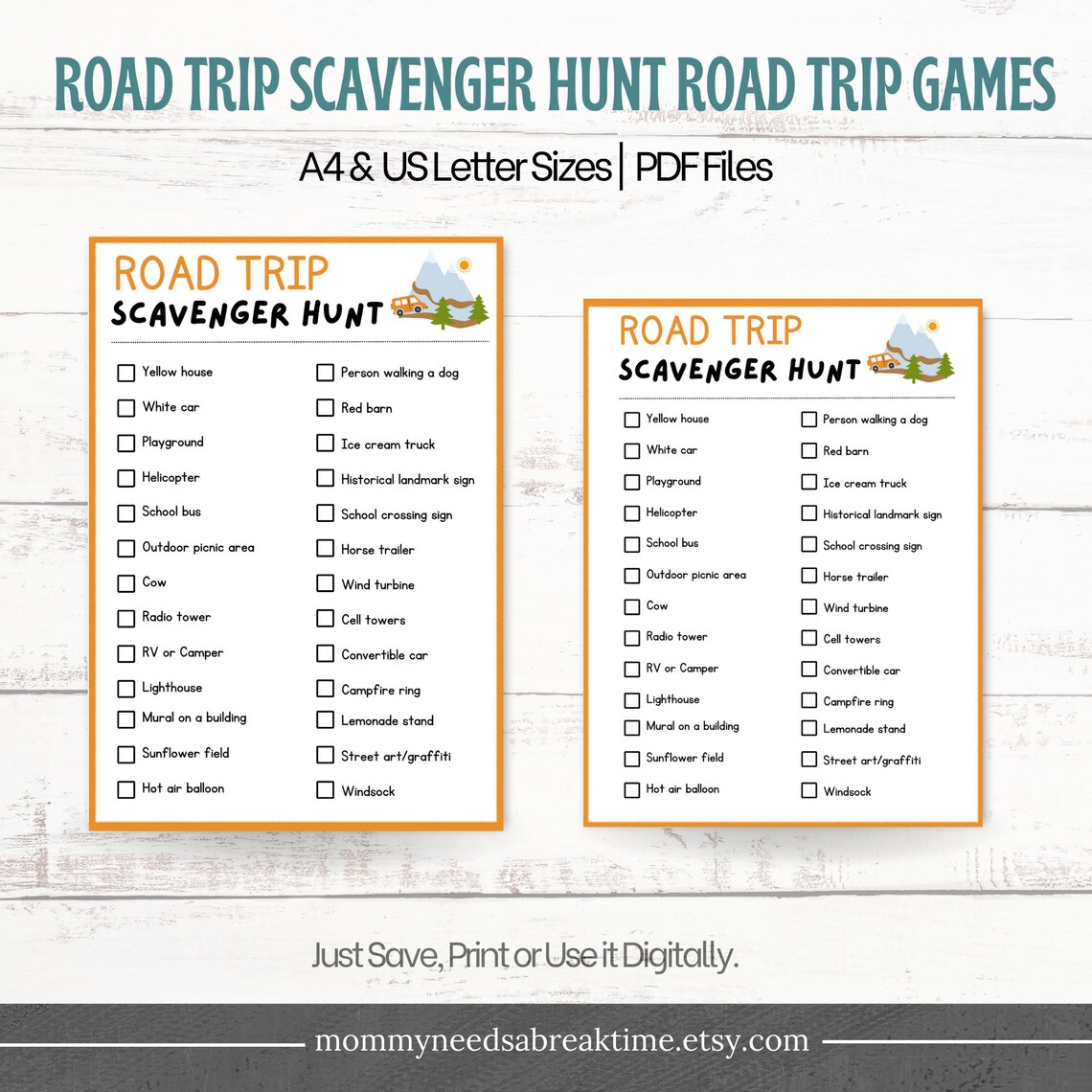 Road Trip Scavenger Hunt Road Trip Games, Road Trip Activity, Family ...