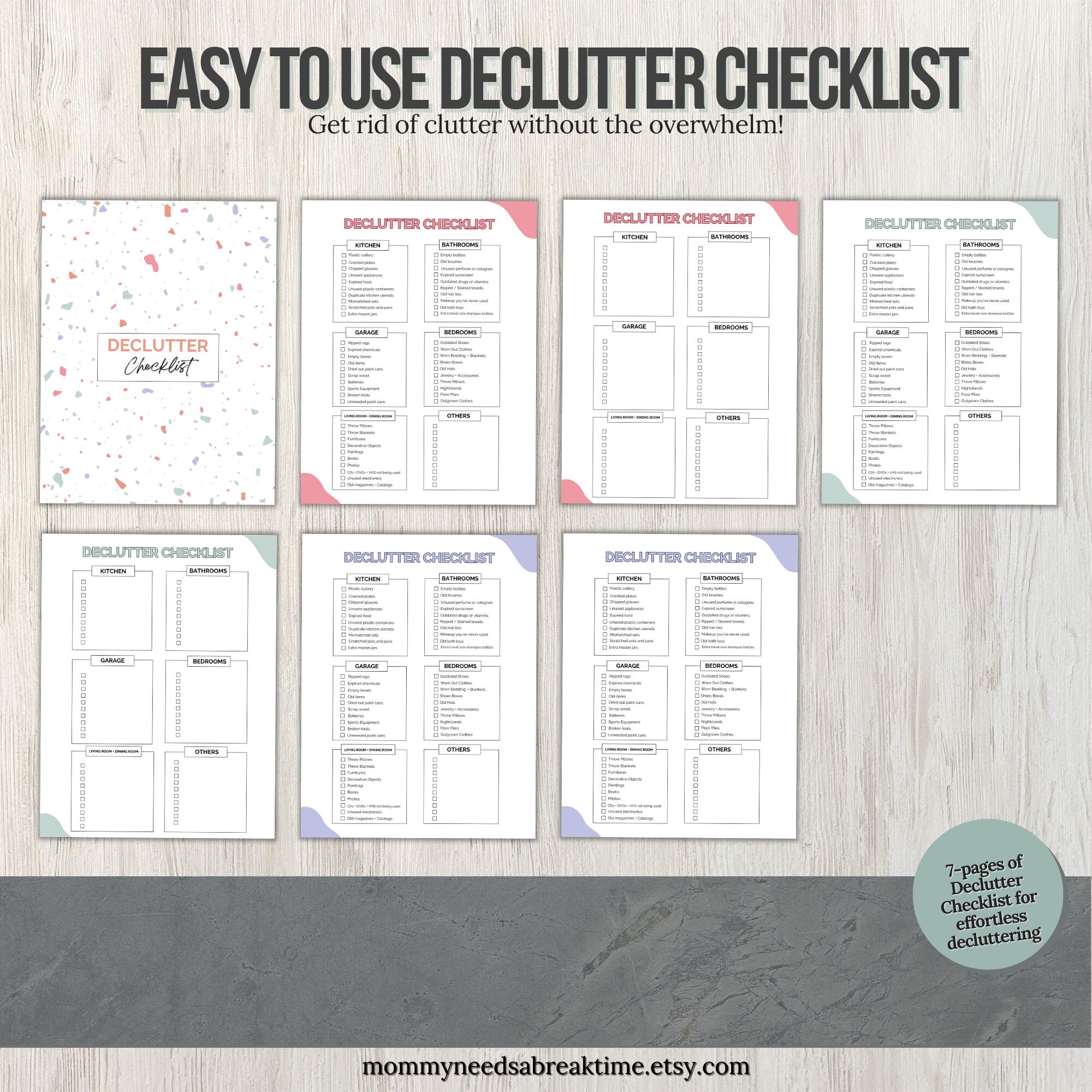 Declutter Checklist Printable Spring Cleaning, Declutter Printable ...