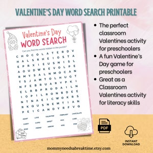 Valentines Coloring Page Word Search, Valentine Games, Printable Games ...