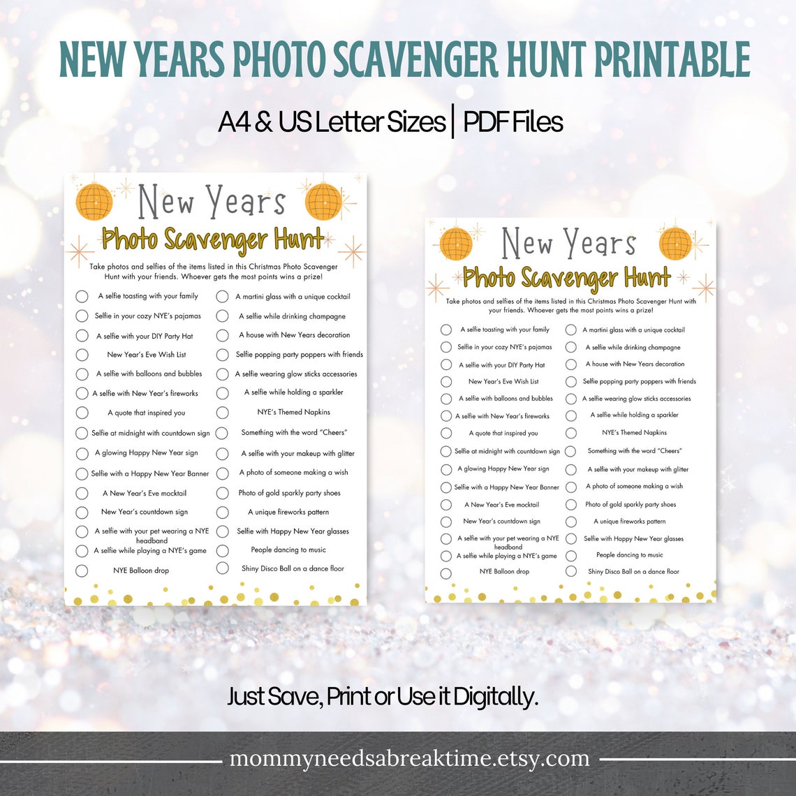 New Years Photo Scavenger Hunt New Years Game, New Years Eve Games New ...