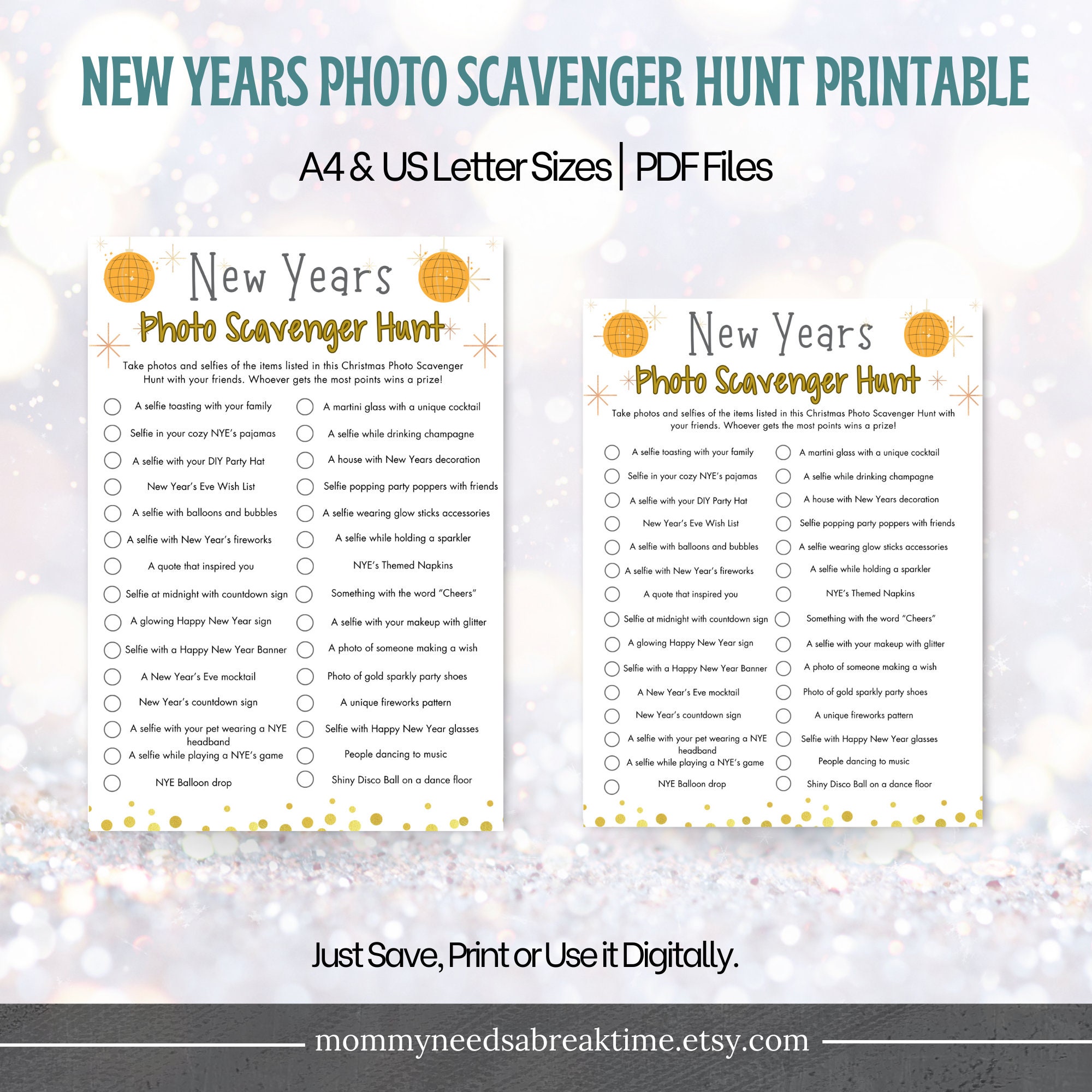 New Years Photo Scavenger Hunt New Years Game, New Years Eve Games New ...