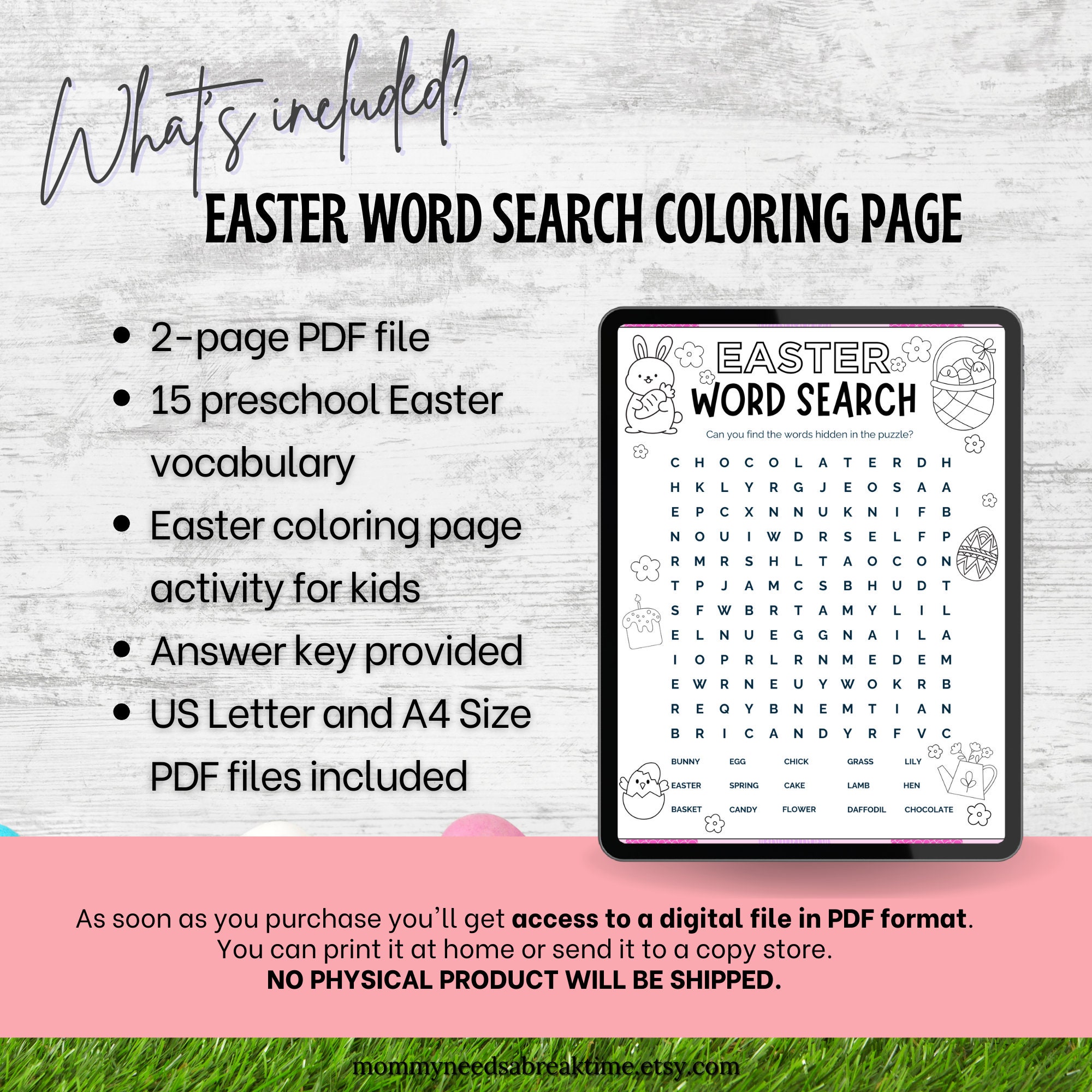 Easter Word Search Easter Coloring | Easter Puzzle Montessori Busy Book ...