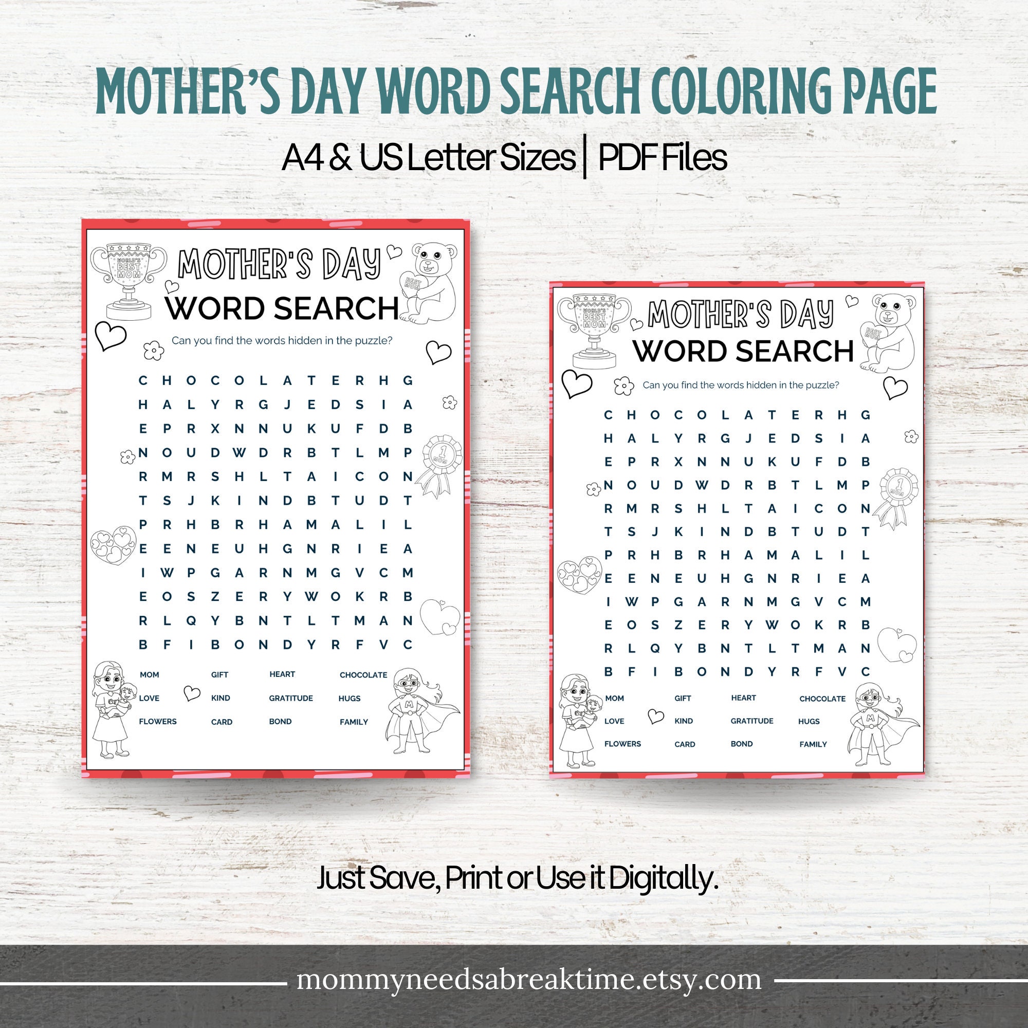 Mothers Day Word Search Mothers Day Puzzle, Mothers Day Activity ...