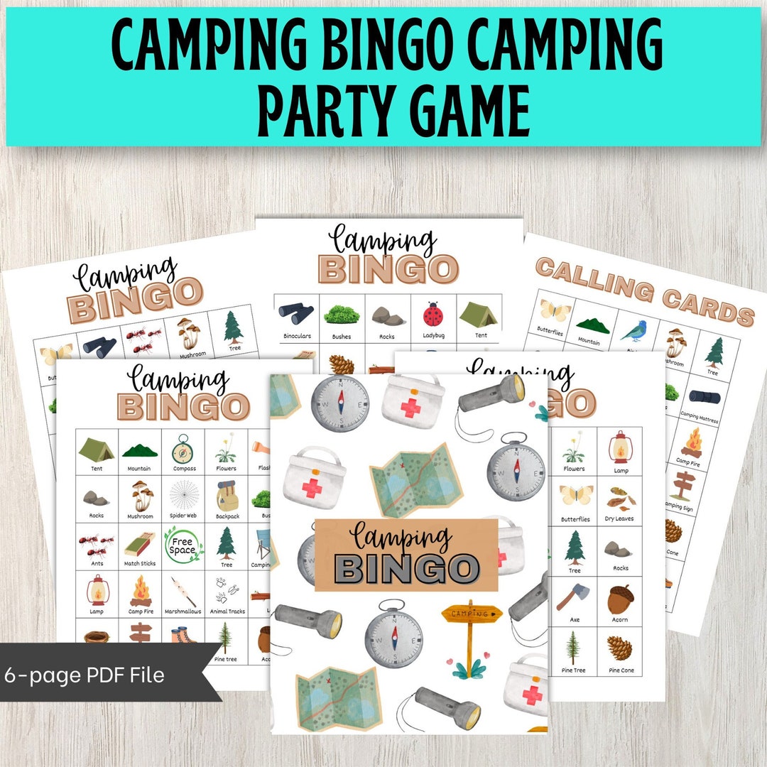 Camping Bingo Camping Party Game Camping Party Favors Summer Bingo ...