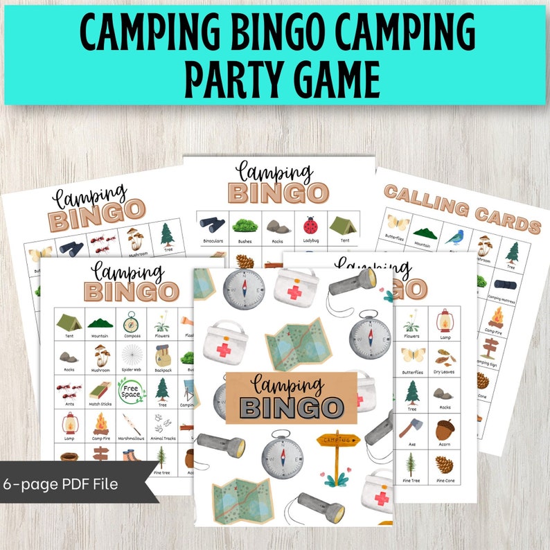 Camping Bingo Camping Party Game Camping Party Favors Summer Bingo ...