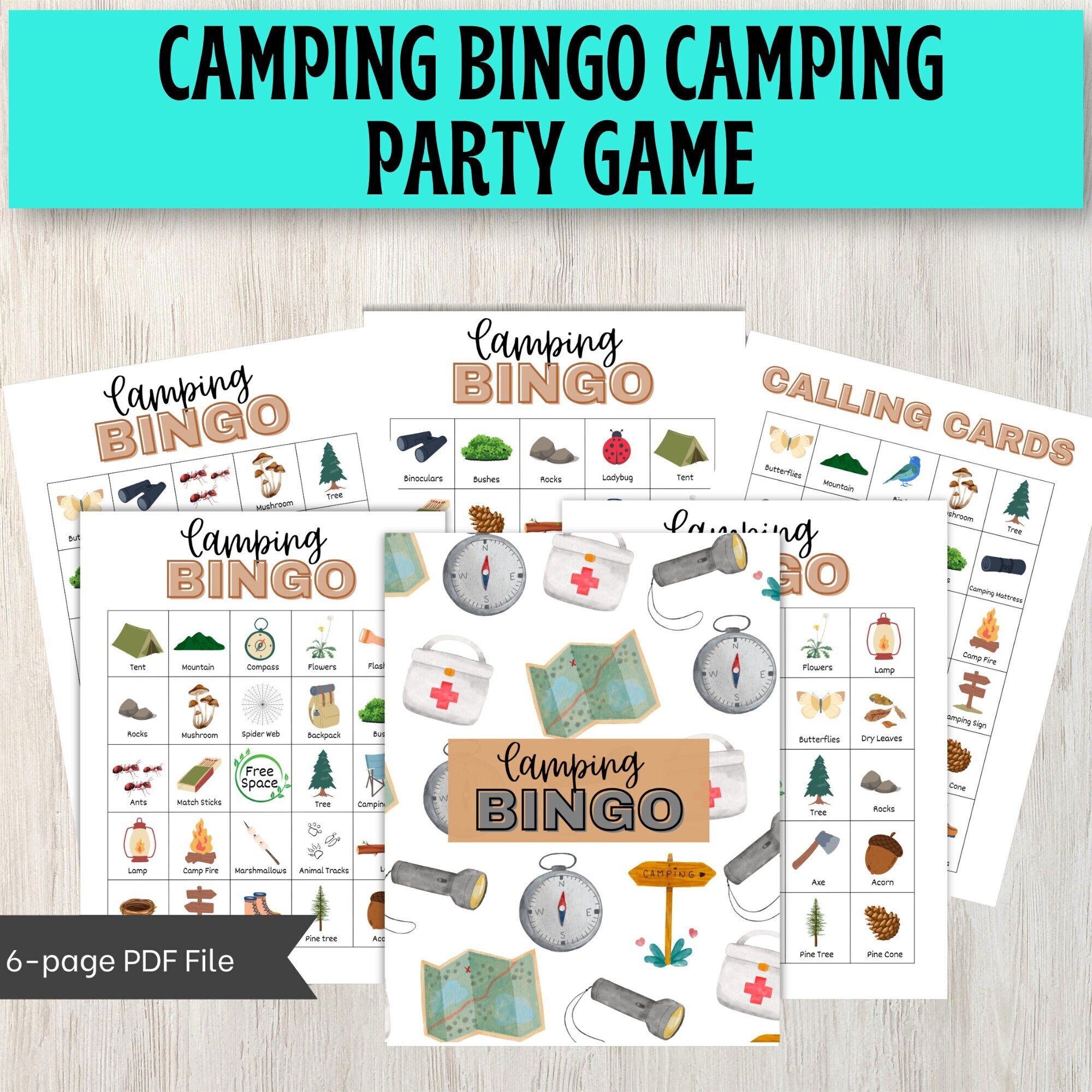 Camping Bingo Camping Party Game Camping Party Favors Summer Bingo ...