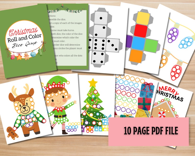 Christmas Dice Game Printable | Christmas Roll and Color Dice Game ...