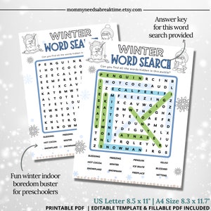 Winter Word Search Coloring Page, Winter Activities for Kids, Winter ...