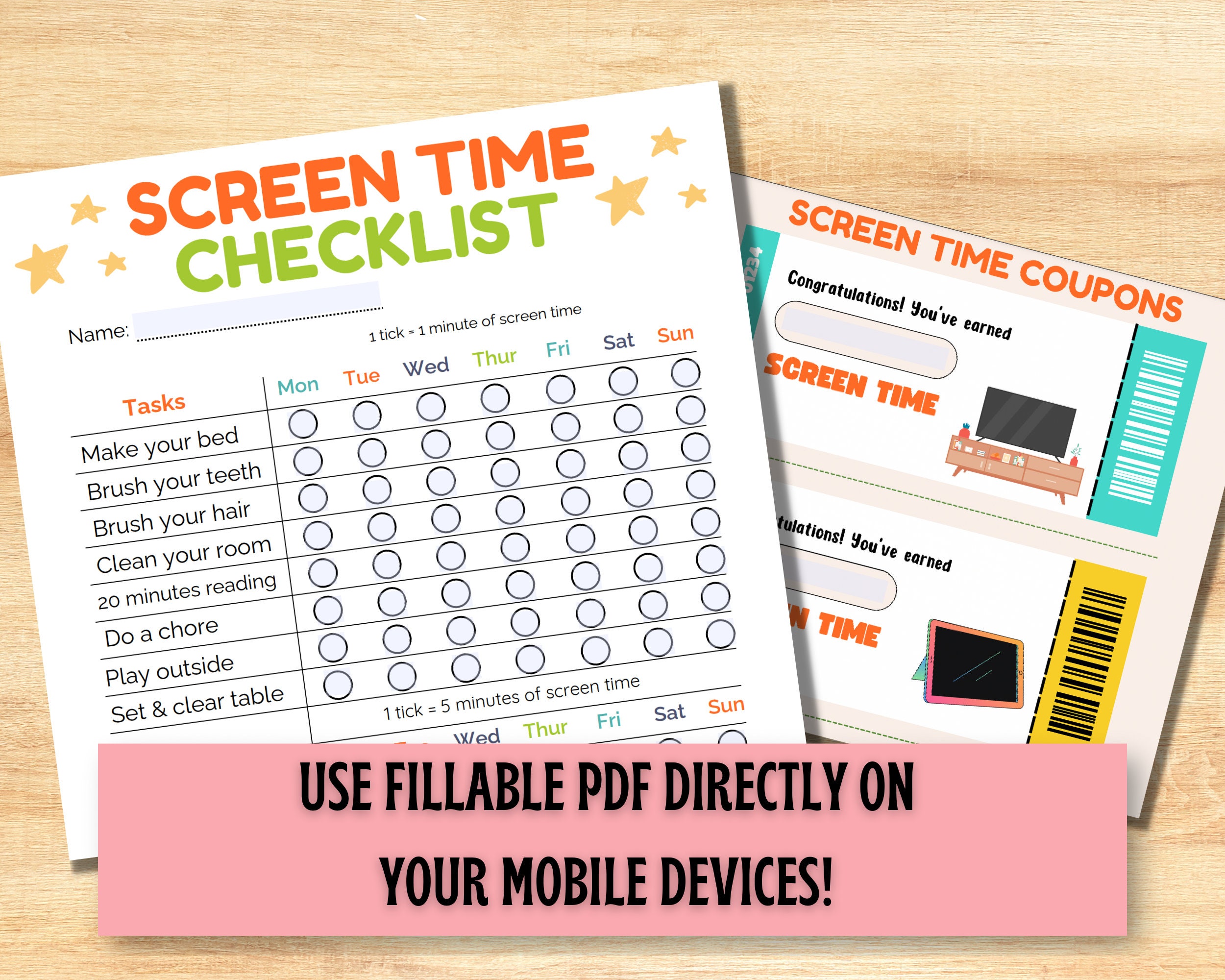 Summer Screen Time Checklist Screen Time Checklist, Kids Daily ...