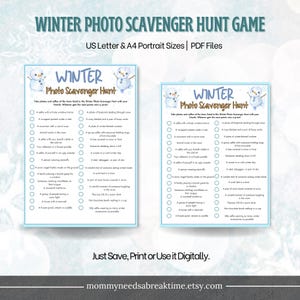 Winter Scavenger Hunt, Xmas Scavenger Hunt, Winter Kids Activity ...
