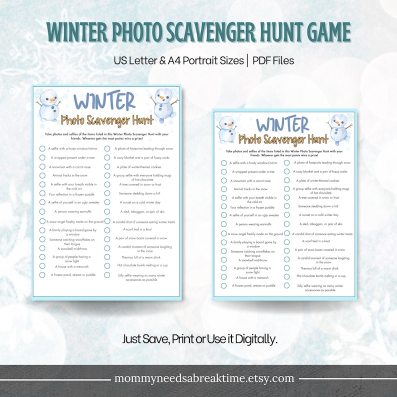Winter Scavenger Hunt, Xmas Scavenger Hunt, Winter Kids Activity ...