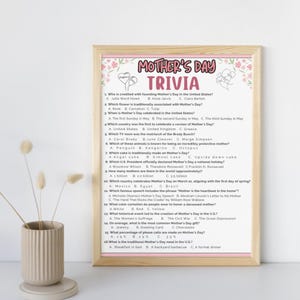 Mothers Day Trivia Family Reunion Games, Mothers Day Activity Tea Party ...