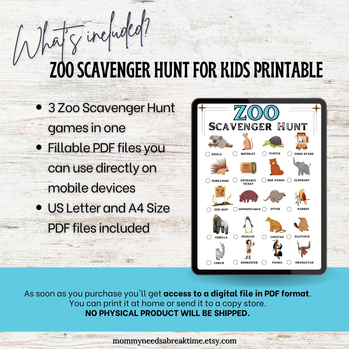 Zoo Scavenger Hunt Zoo Treasure Hunt, Birthday Scavenger Hunt, Zoo ...