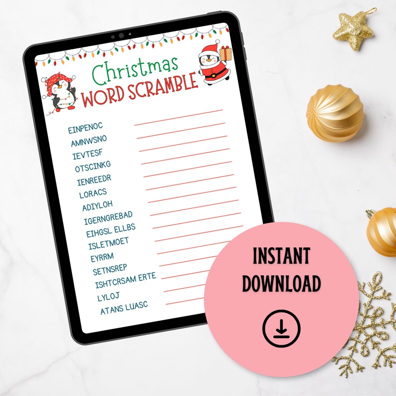 Printable Christmas Word Scramble, Fillable Christmas Word Scramble ...