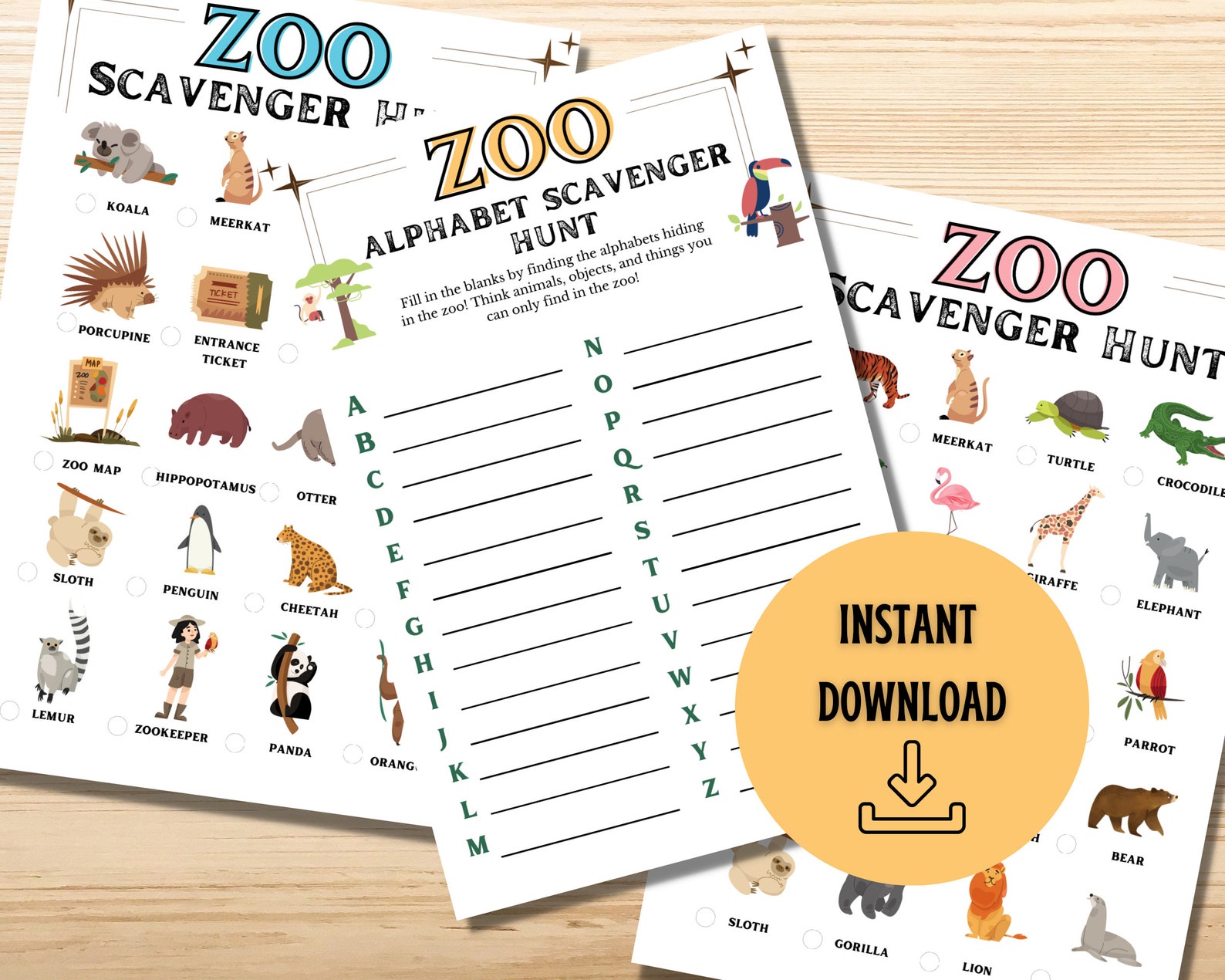 Zoo Scavenger Hunt Zoo Treasure Hunt, Birthday Scavenger Hunt, Zoo ...