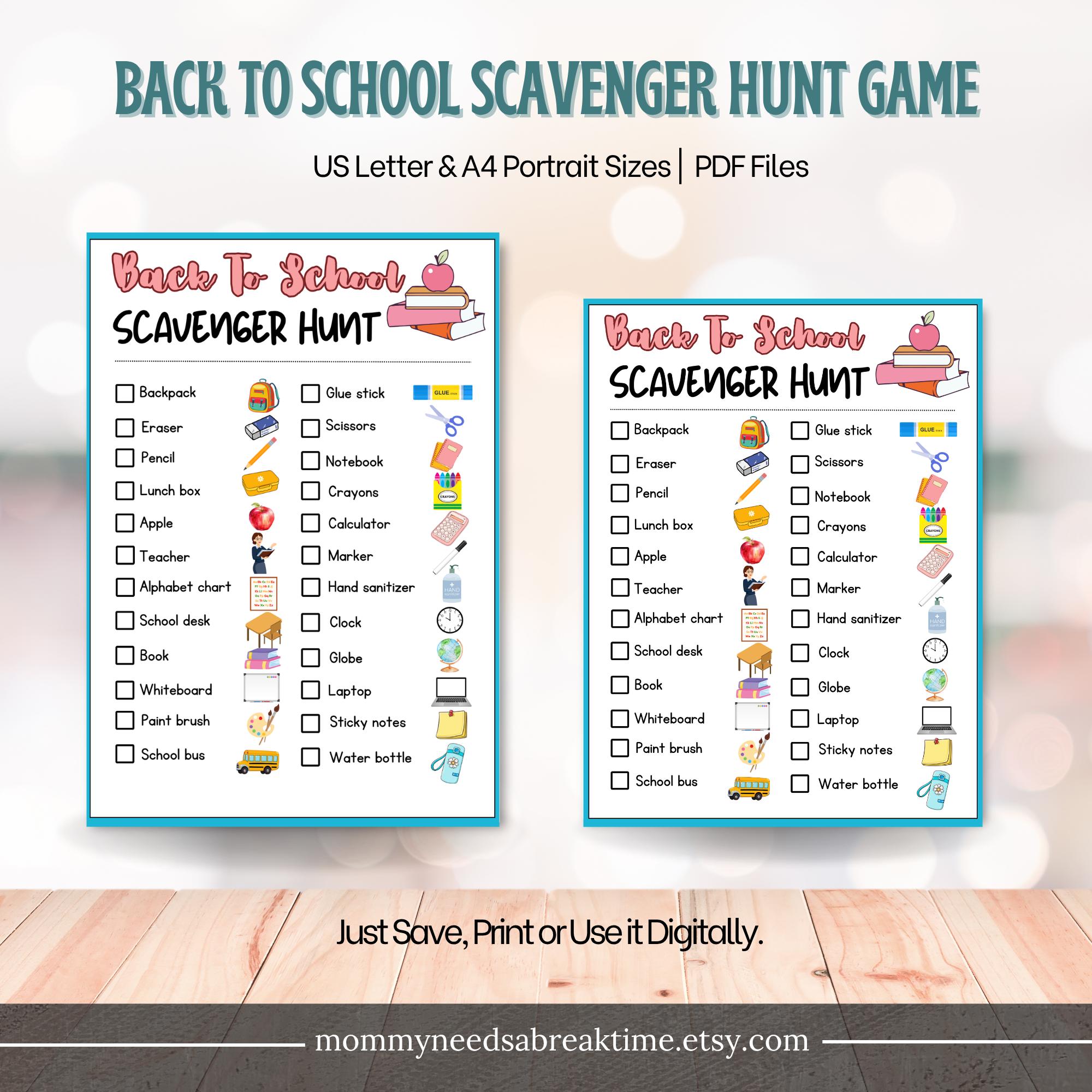 Back to School Scavenger Hunt, School Treasure Hunt Indoor Treasure ...
