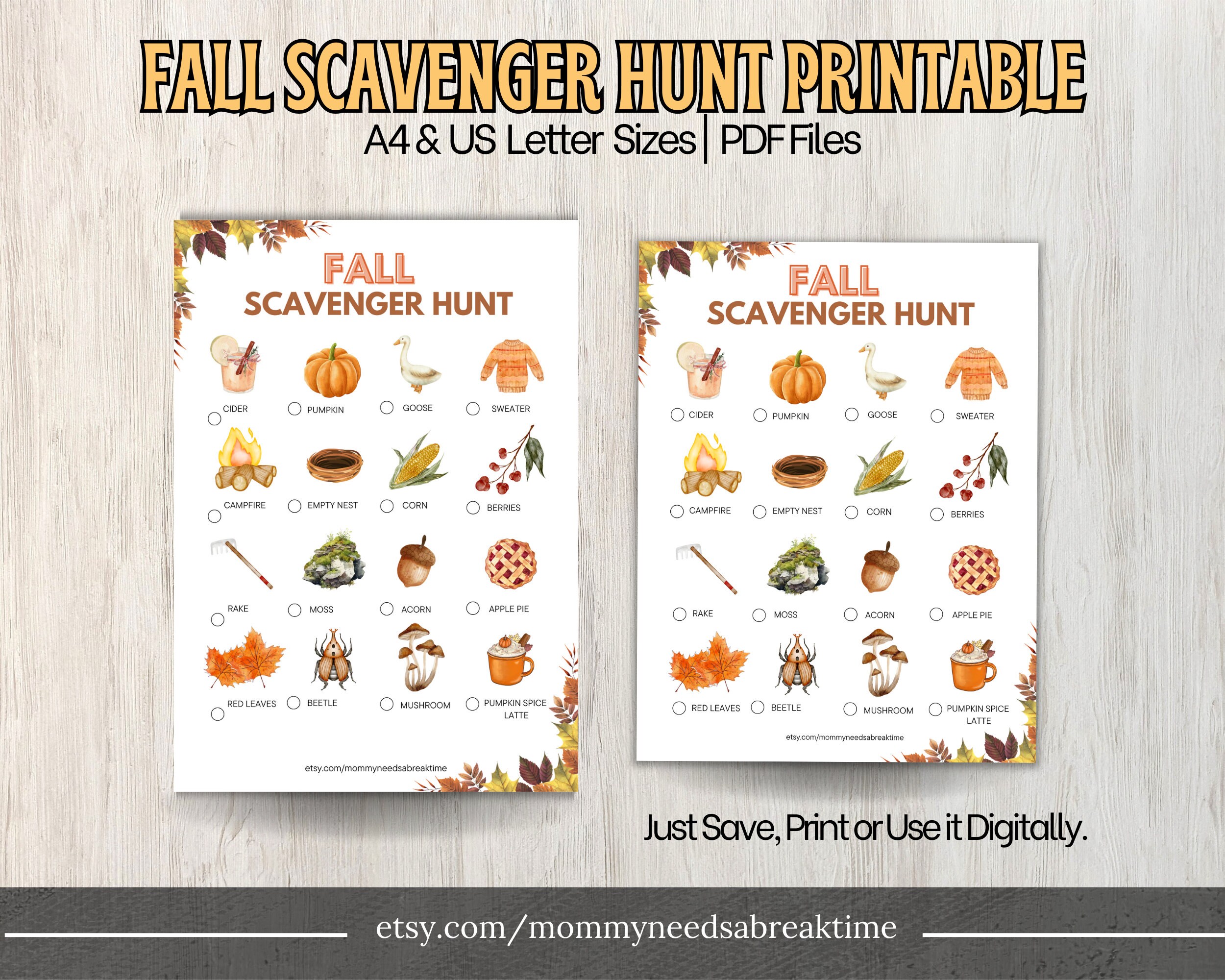 Fall Scavenger Hunt Printable, Pumpkin Patch Scavenger Hunt ...
