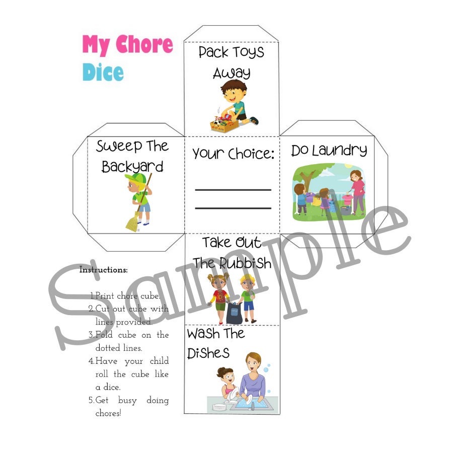 Kids Weekly Chores Visual Schedule Cube Game | Kids Daily Checklist ...