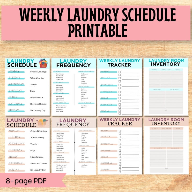 Laundry Schedule Laundry Checklist, Laundry Planner Laundry List ...