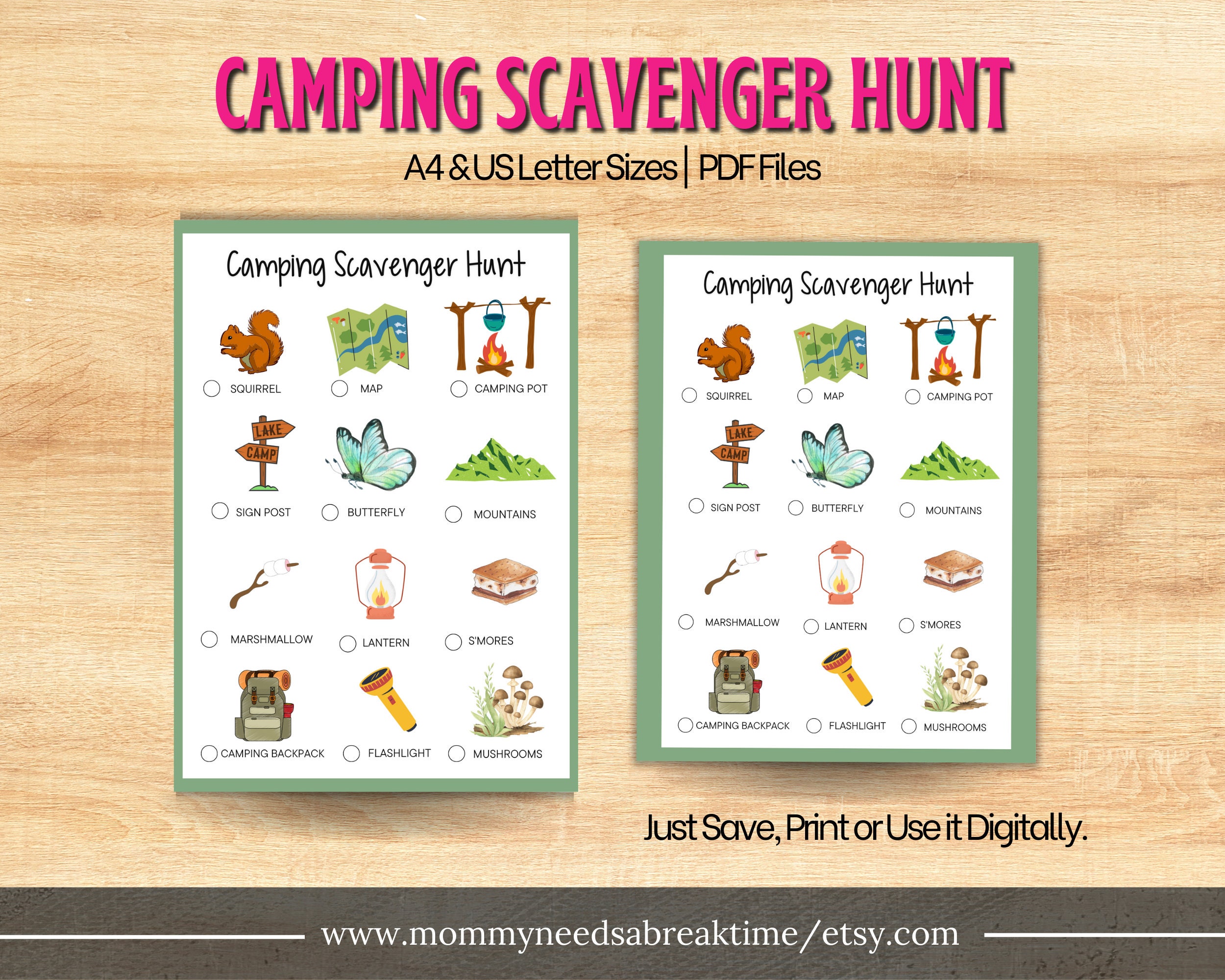 Camping Scavenger Hunt, Camping Activities, Preschool Camping Nature ...